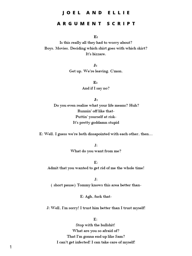 Joel and Ellie Argument Script | PDF