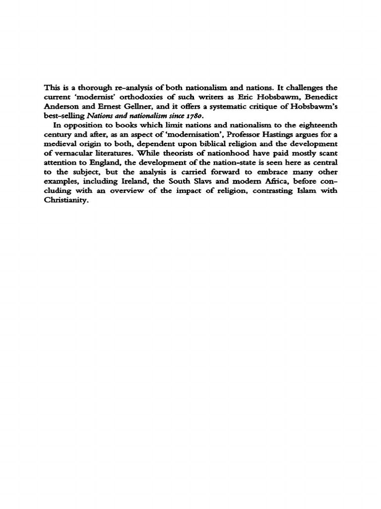(The Wiles Lectures) Adrian Hastings - The Construction of Nationhood ...