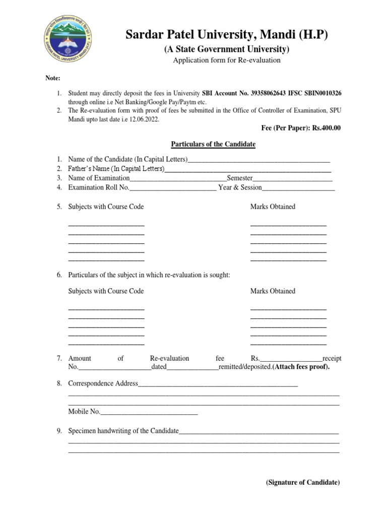 Reevaluation Form | PDF | University And College Admission