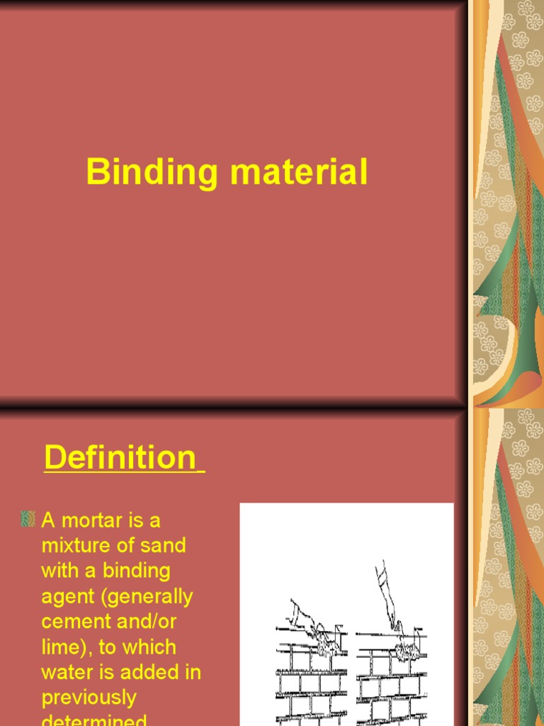Lecture 2 MORTAR (Binding Material) | PDF | Mortar (Masonry) | Lime (Material)