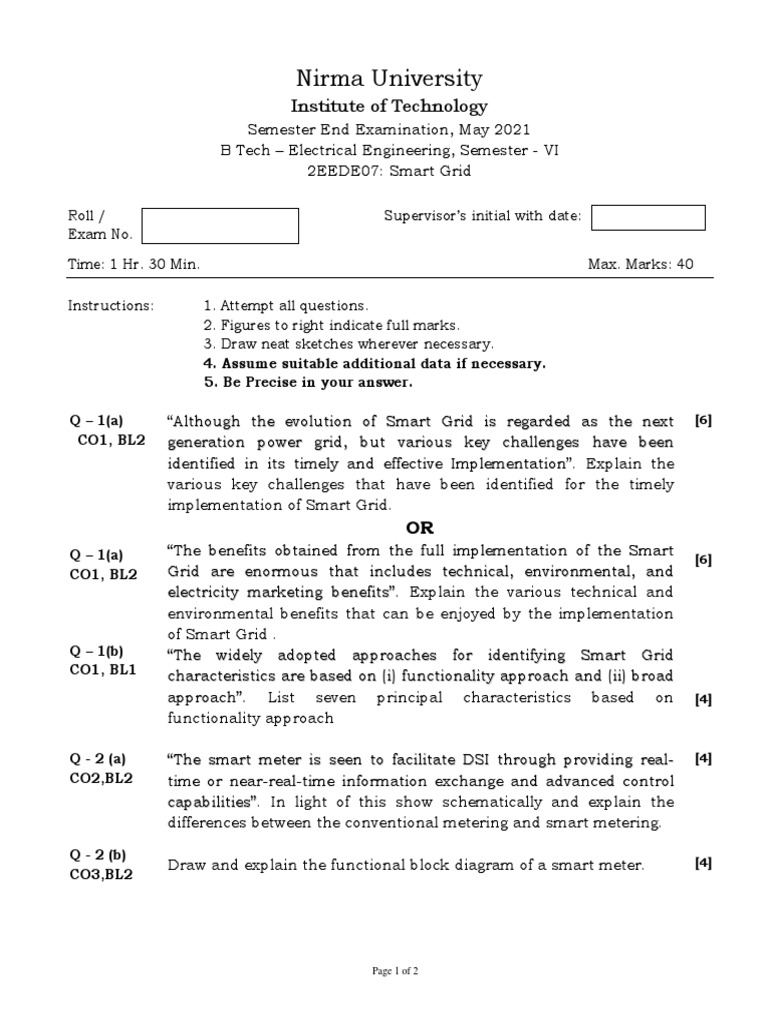 Nirma University: Institute of Technology | PDF | Smart Grid ...