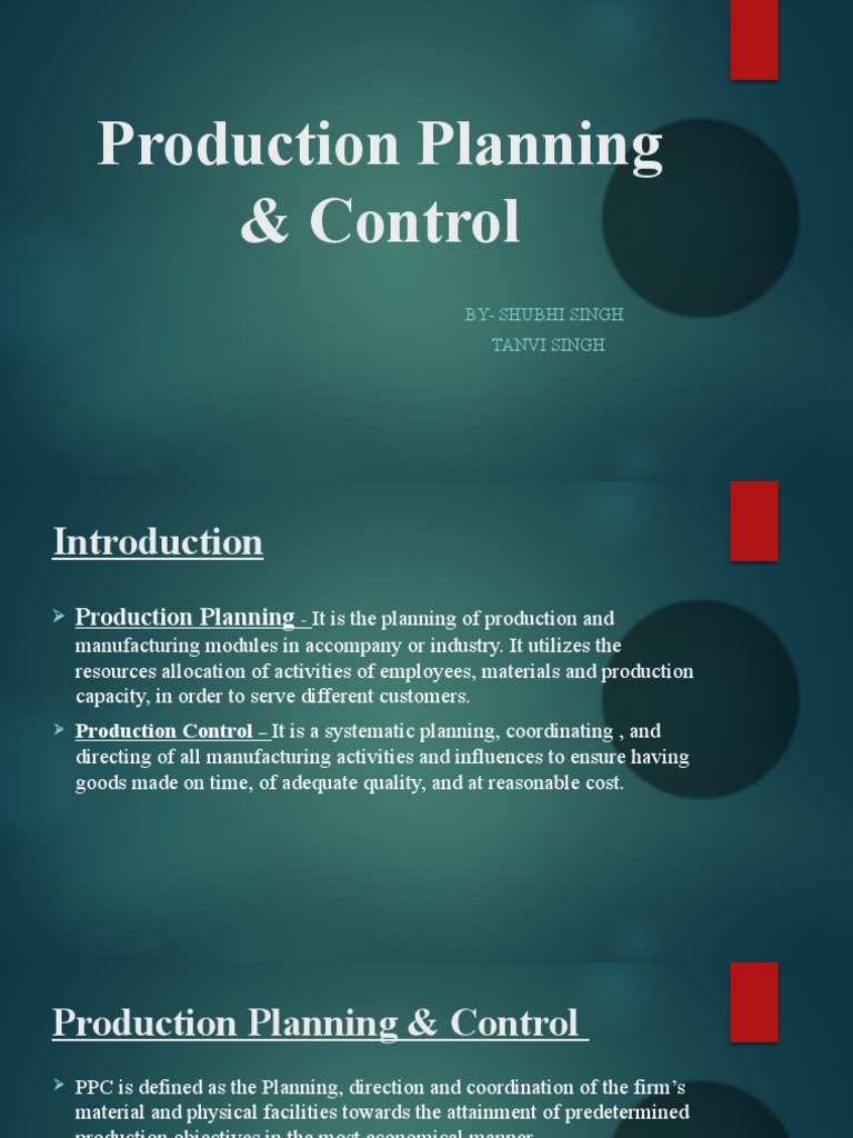 Production Planning & Control Ppt | PDF
