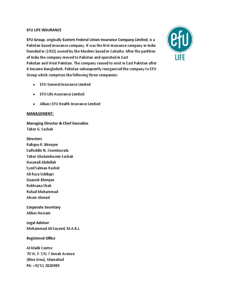 Efu Life Insurance | Download Free PDF | Board Of Directors | Business