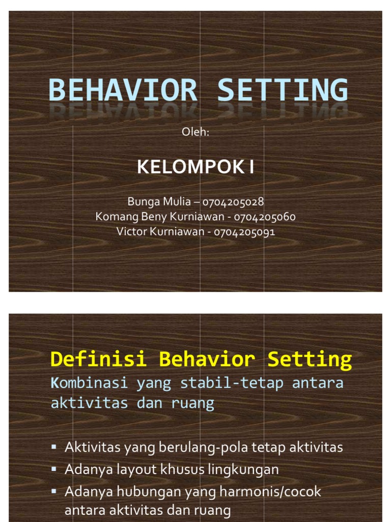 Behavior Setting | PDF