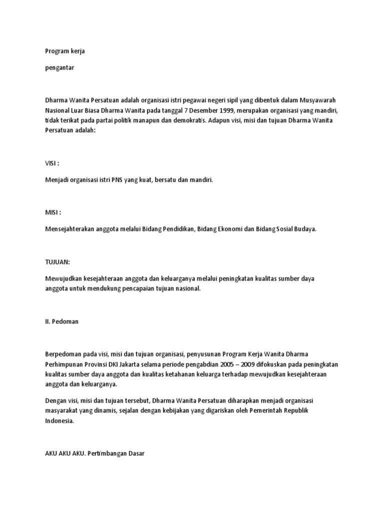 Program Kerja DWP | PDF