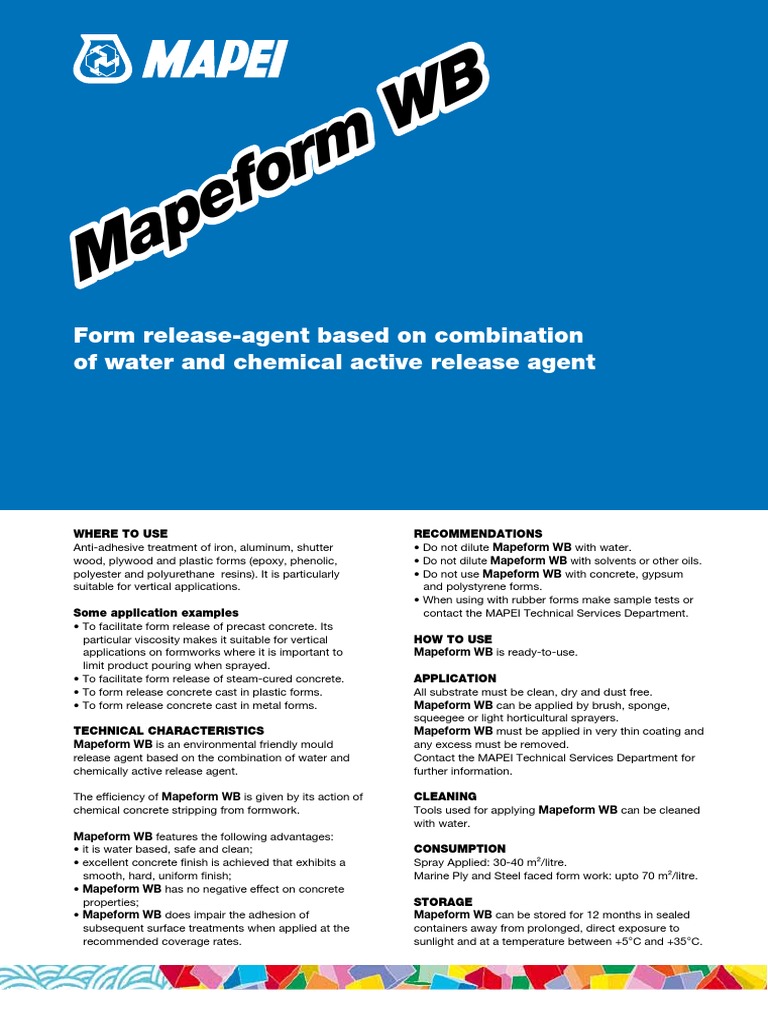 Mapeform WB: Form Release-Agent Based On Combination of Water and ...