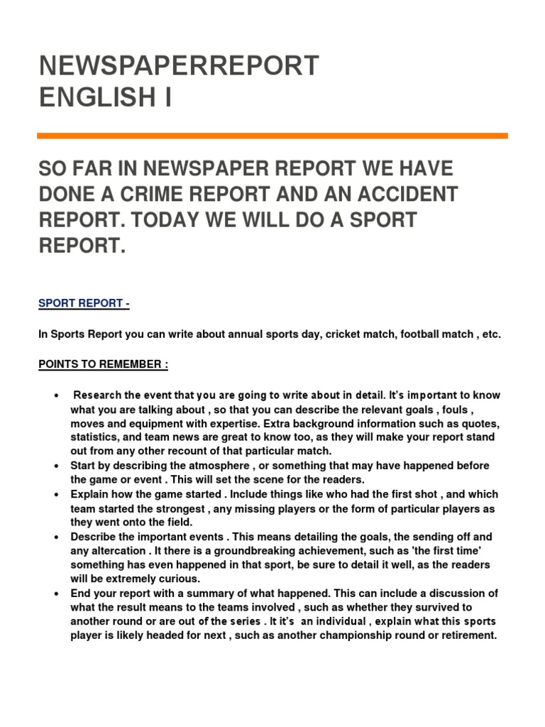 Writing a Sports News Report | PDF | Cricket | Team Sports