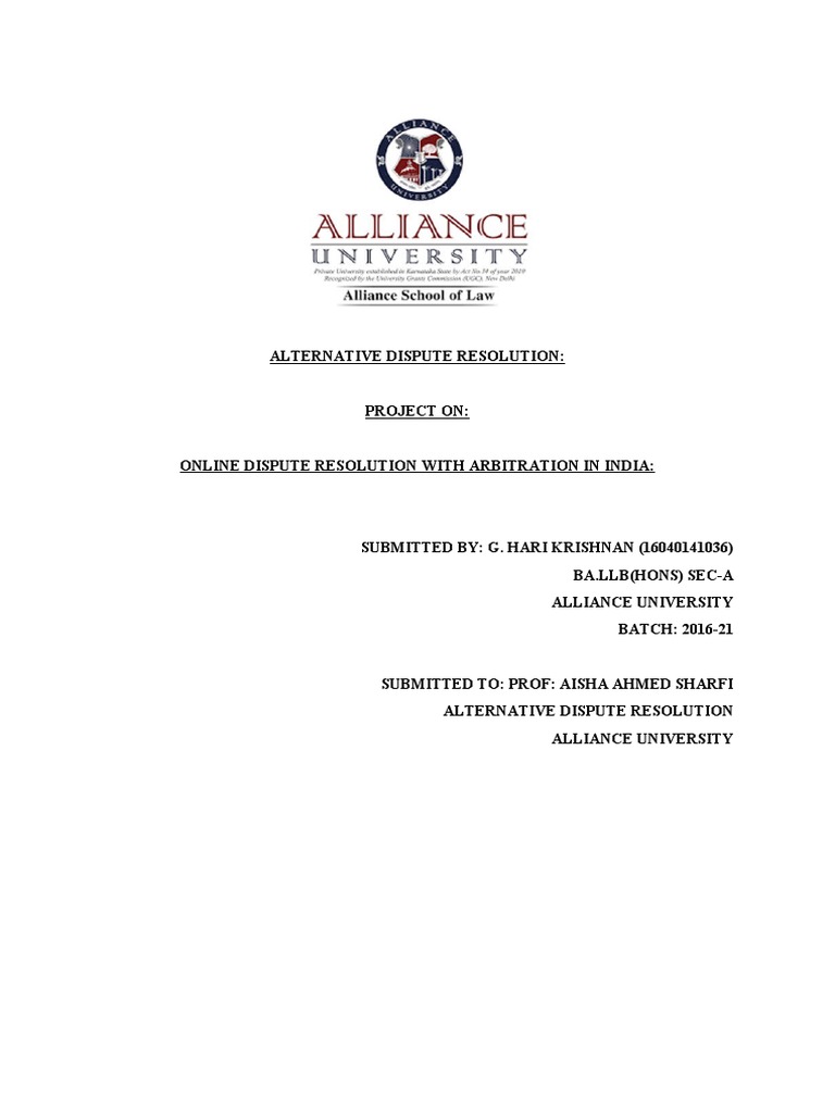 Adr Project | PDF | Alternative Dispute Resolution | Arbitration