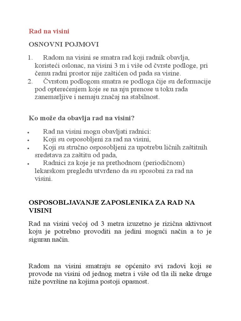 Radna Verzija Rad Na Visini | PDF