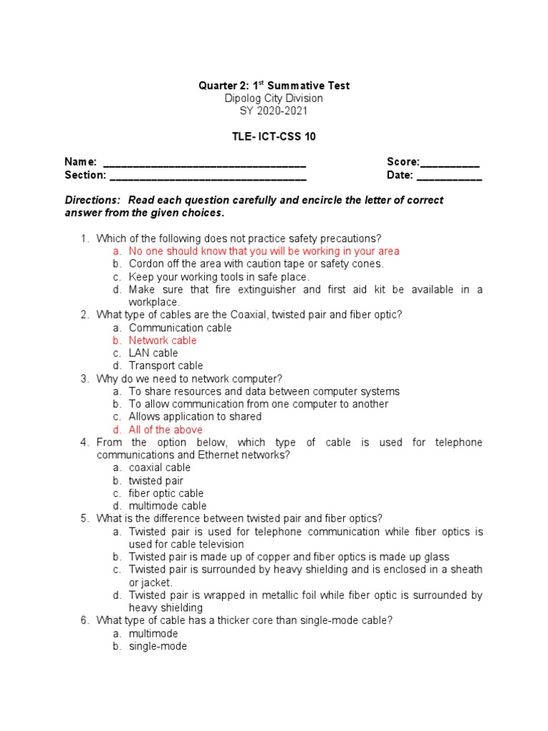 Summative Test-Tle Ict CSS 10 | PDF | Computer Data Storage | Computer ...