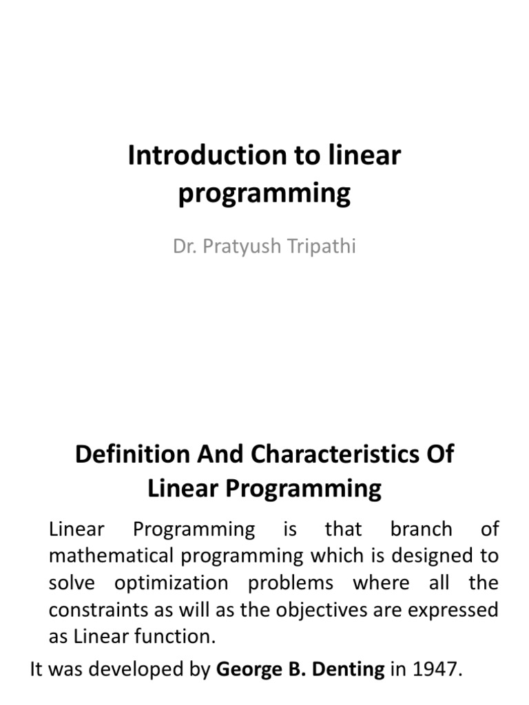 Introduction To Lpp Linear Programming Mathematical Optimization