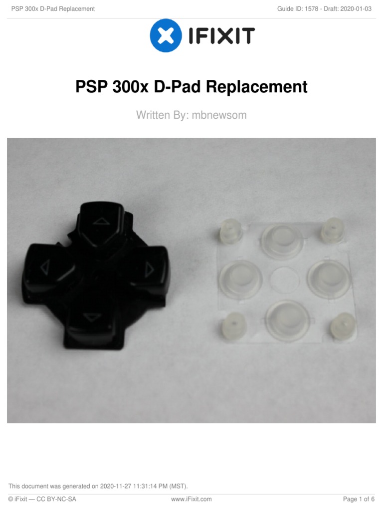 PSP 300x D-Pad Replacment | PDF | Manufactured Goods | Human–Computer ...