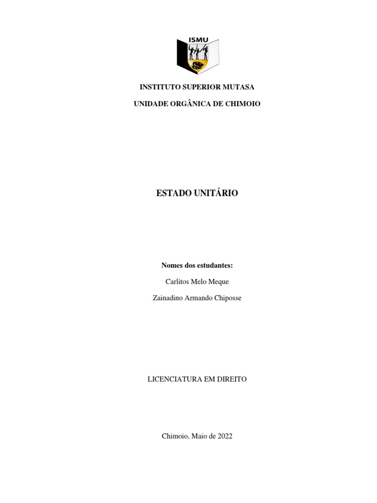 EStado UnItario | PDF | Lei Constitucional | Teorias políticas
