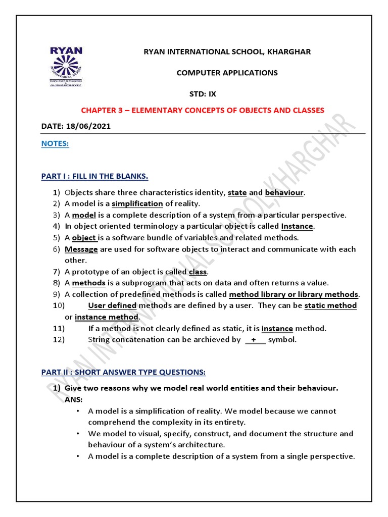 Chapter 3 - Elementary Concepts of Objects and Classes: Ryan ...