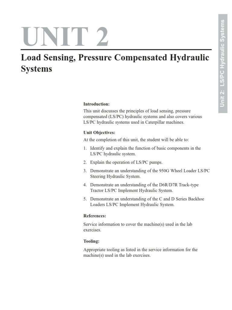 Unit 2: Load Sensing, Pressure Compensated Hydraulic Systems | PDF ...