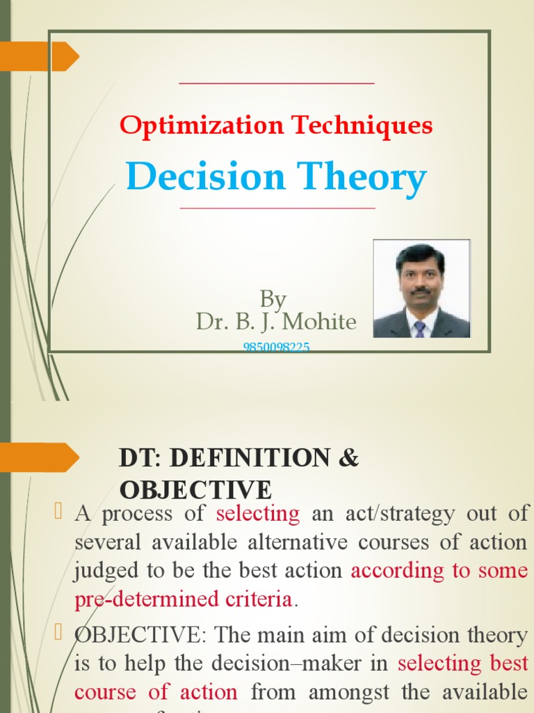 Optimization Techniques: Decision Theory | PDF | Decision Making | Mathematical And Quantitative ...