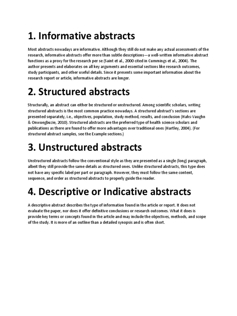 Types of Abstracts Explained | PDF | Career & Growth | Science ...