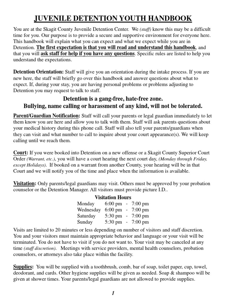Skagit County Juvenile Detention Handbook | PDF | Legal Guardian