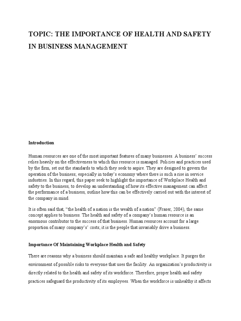 Health &safety Assignment | PDF | Occupational Safety And Health ...