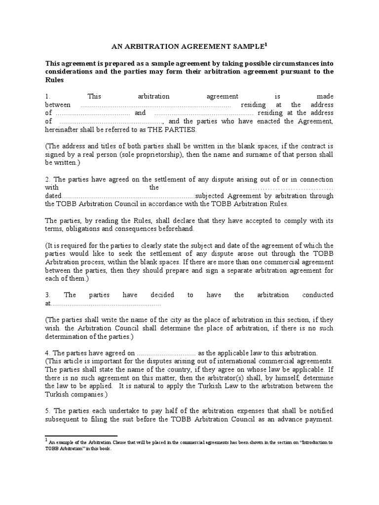 An Example of The Arbitration Clause That Will Be Placed in The ...