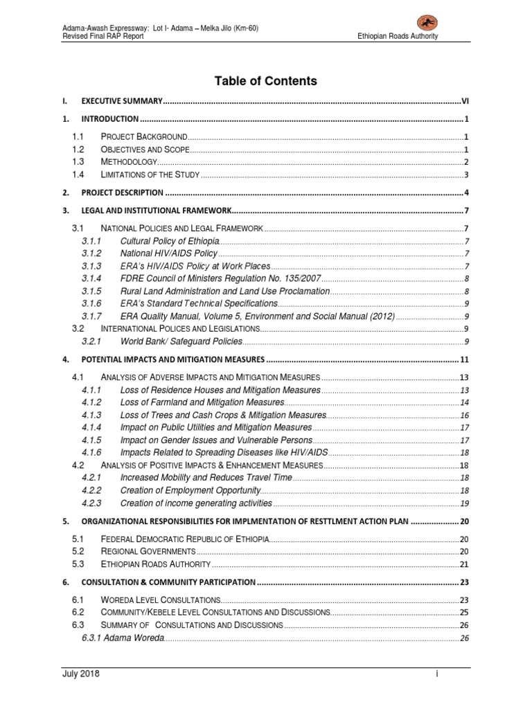 Ethiopia-Djibouti Transport Corridor Project-RAP-Adama Awash Lot 1 ...