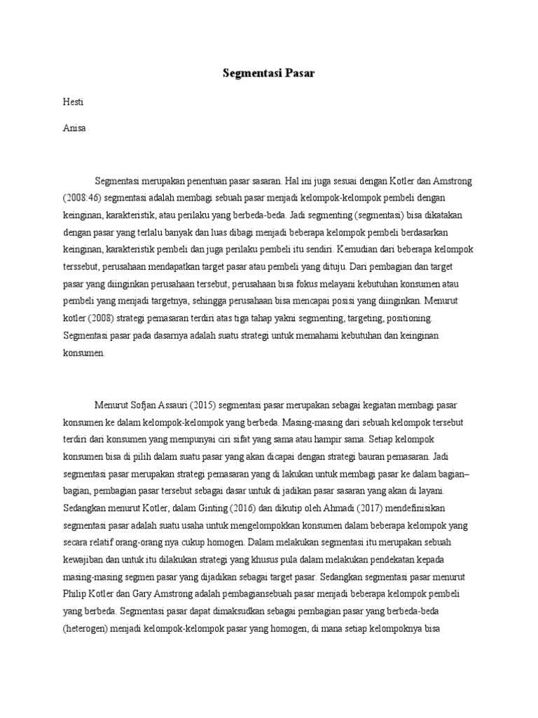 Segmentasi Pasar | PDF