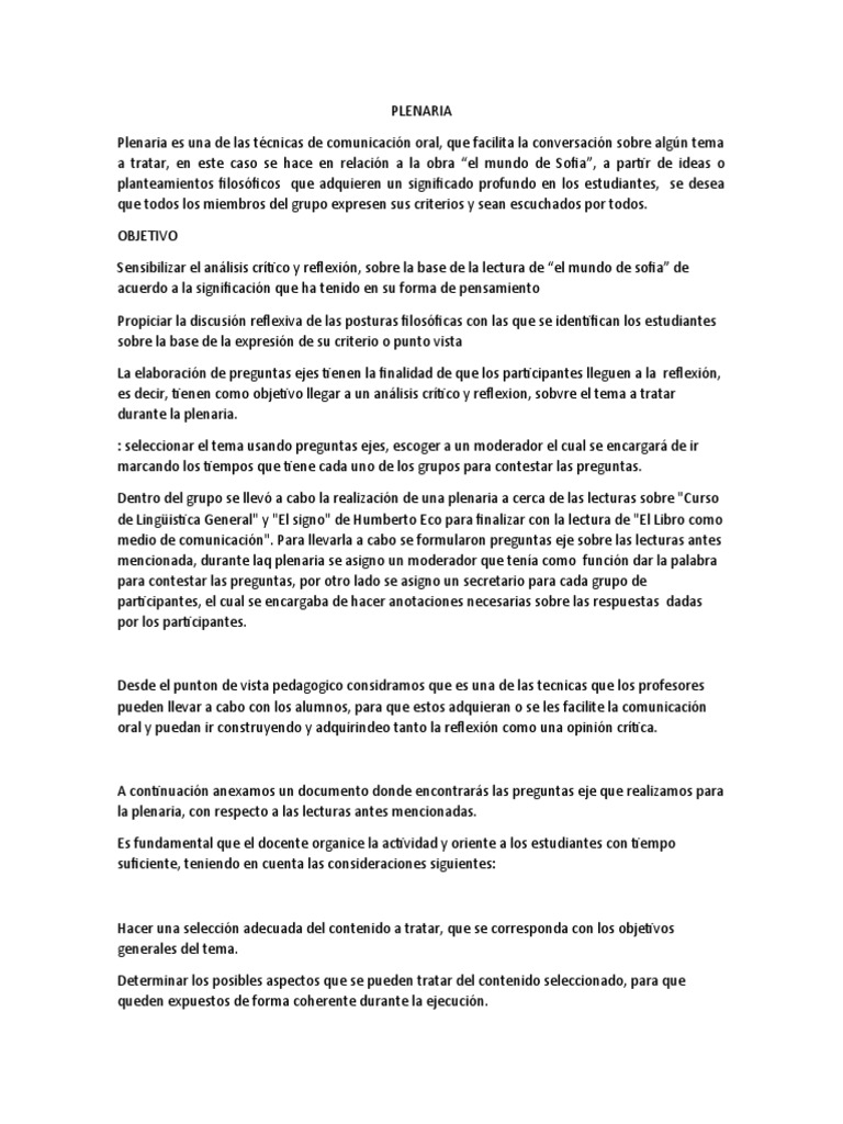 PLENARIA | PDF | Comunicación | Lingüística