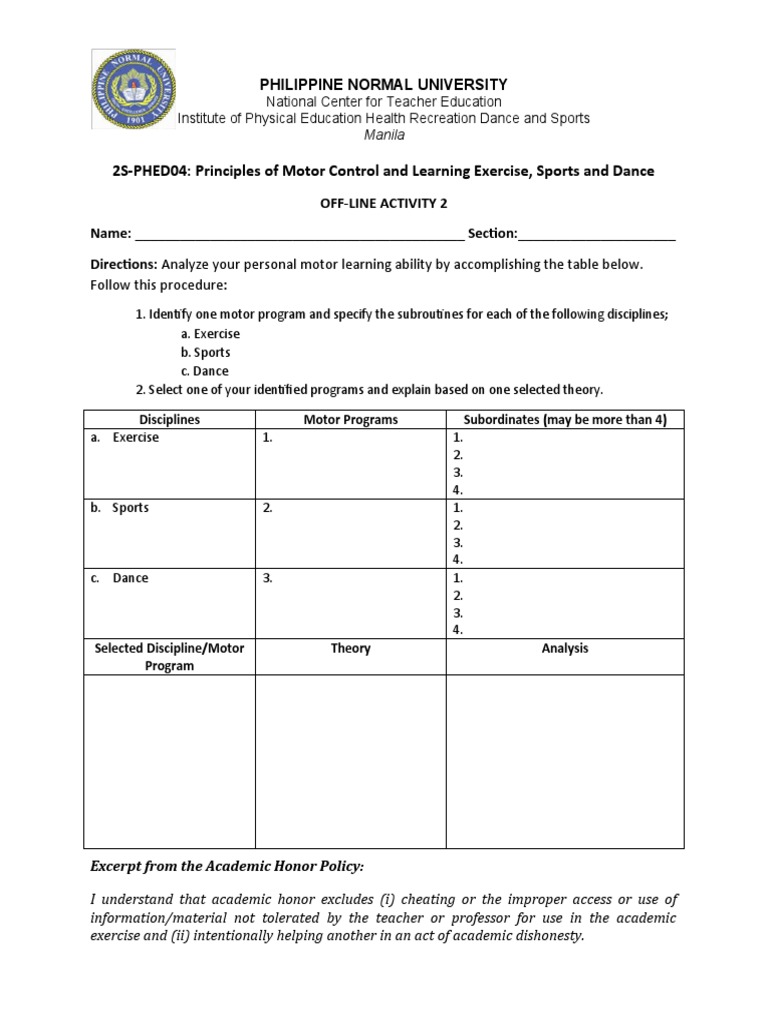 Mapping Motor Programs: An Analysis of Exercise, Sports, and Dance ...