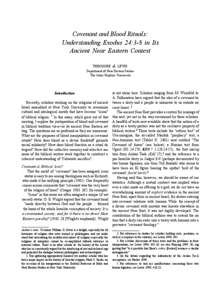 Covenant and Blood Rituals: Understanding Exodus 24:3-8 in Its Ancient ...