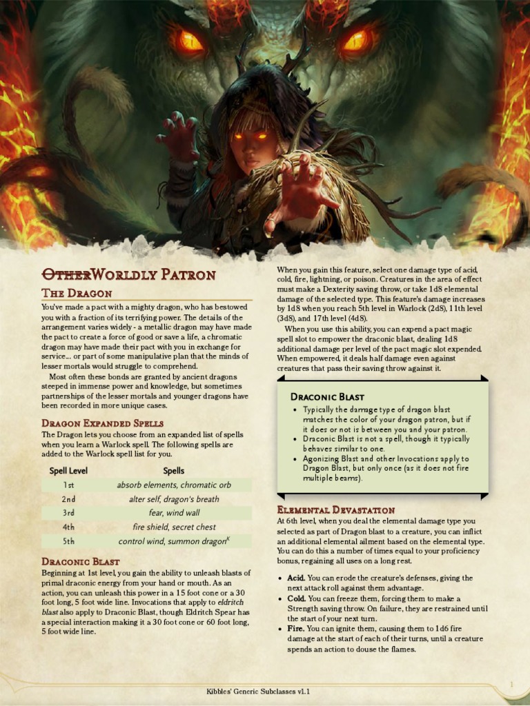 Warlock - Worldly Patron - The Dragon - GM Binder | PDF