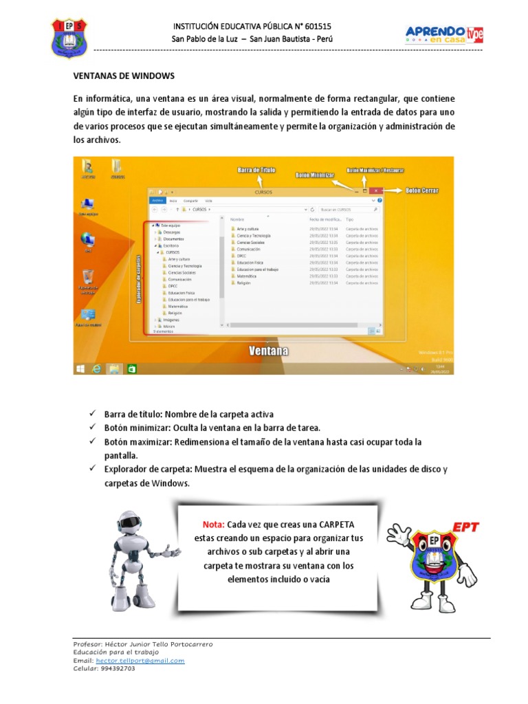 Ficha de Aprendizaje - Explorador de Windows y Ventanas | PDF | Ventana (informática) | Archivo ...
