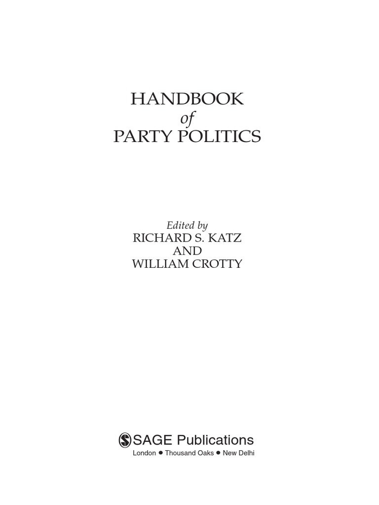 Handbook Party Politics: SAGE Publications | PDF | Political Parties ...
