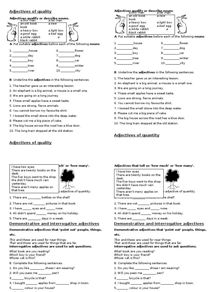 Quality and Quantity Adjectives Guide | PDF | Adverb | Adjective