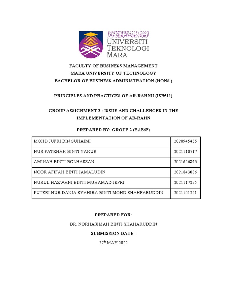 ISB511 - Assignment2 - Final Draft Lepas Ubah Table of Content | PDF | Islamic Banking And ...
