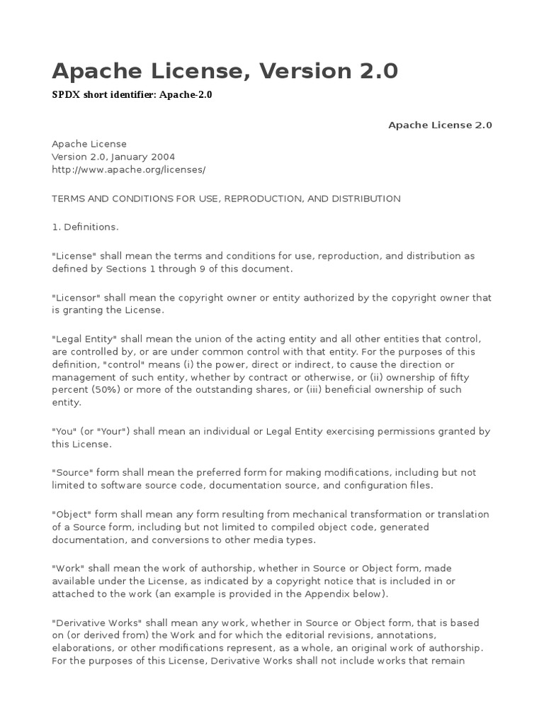 Apache License, Version 2.0: SPDX Short Identifier: Apache-2.0 | PDF ...