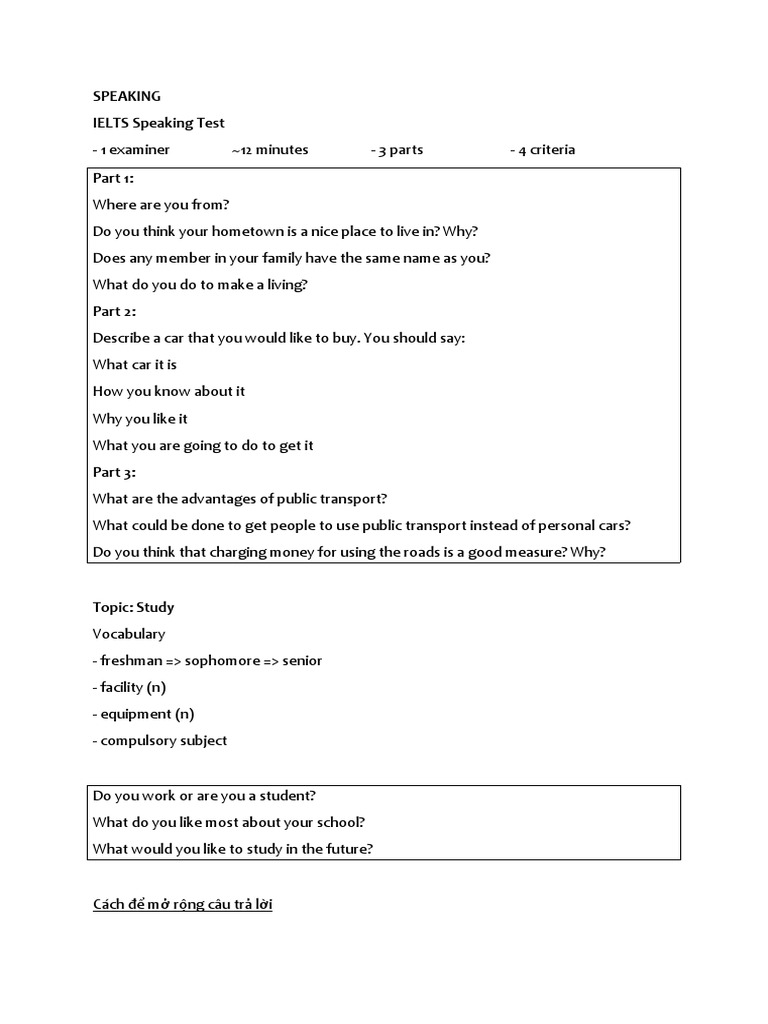 IELTS Speaking and Writing Guide | PDF