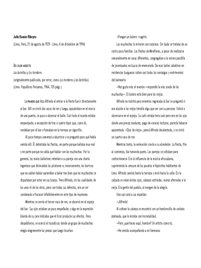 De Color Modesto Julio Ramón Ribeyro | PDF