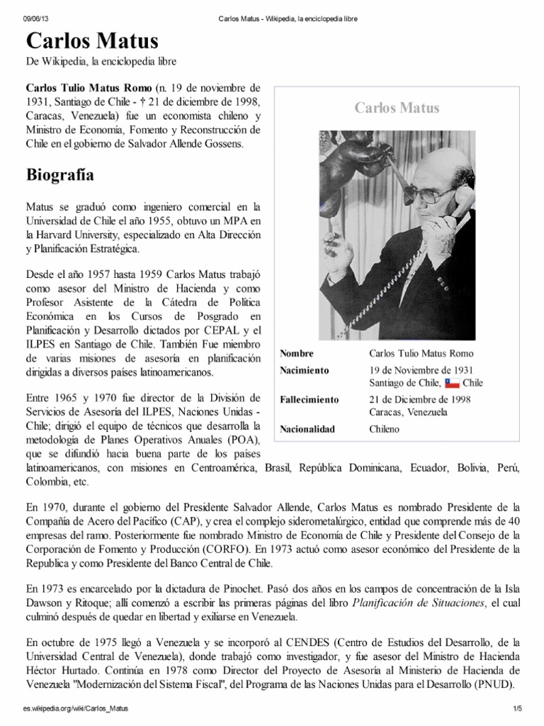 Carlos Matus Bibliografia | PDF