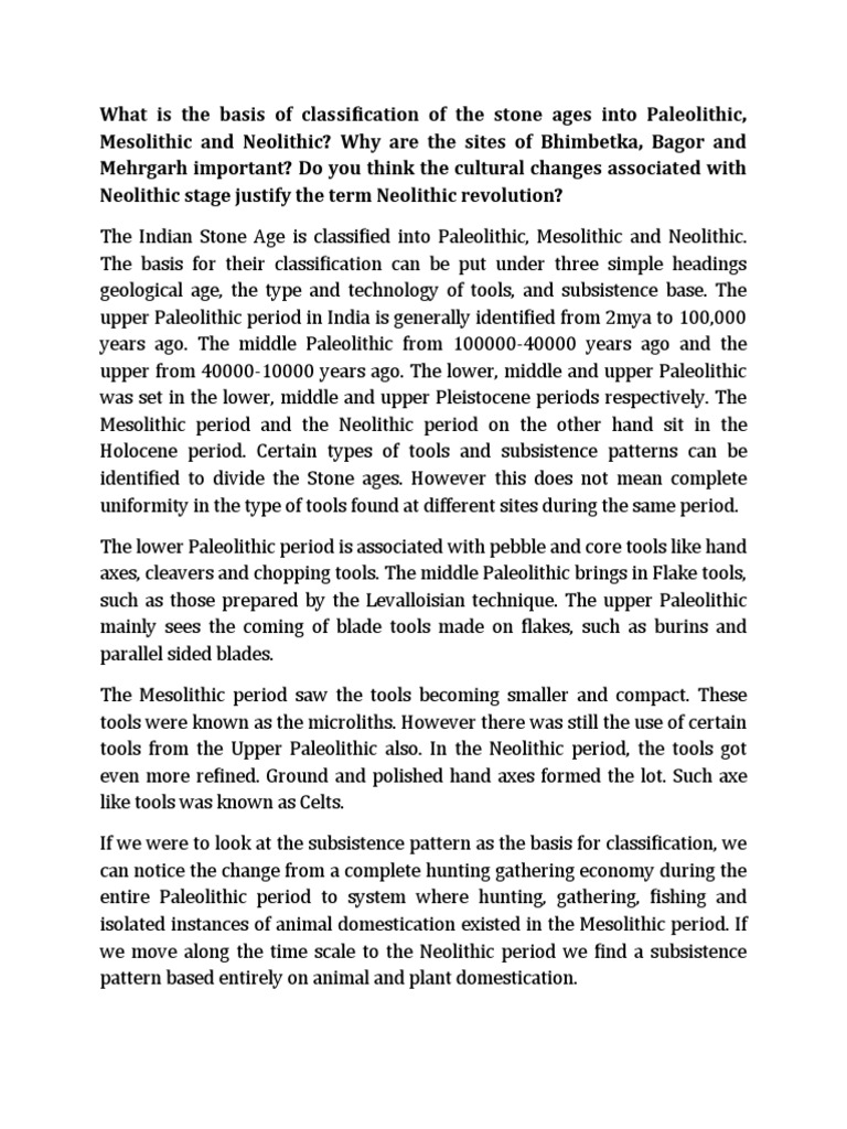 Paleolithic, Neolithic and Mesolithic-1 | PDF | Paleolithic | Stone Age