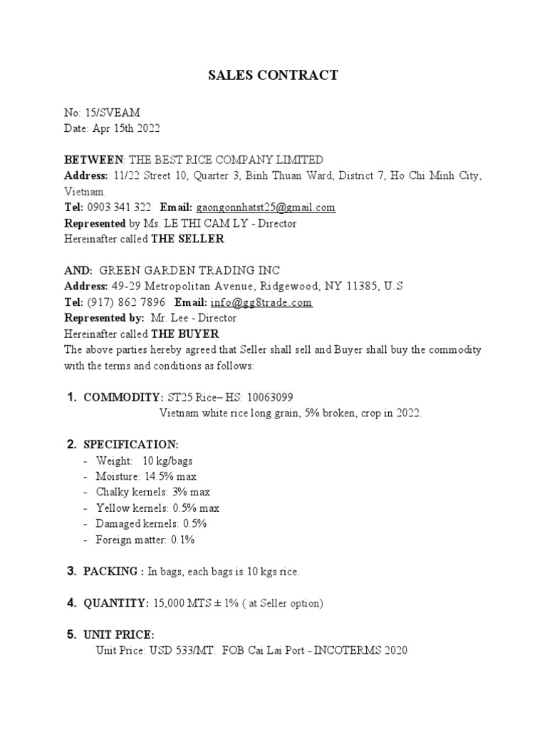 Sales Contract | Download Free PDF | Private Law | Business