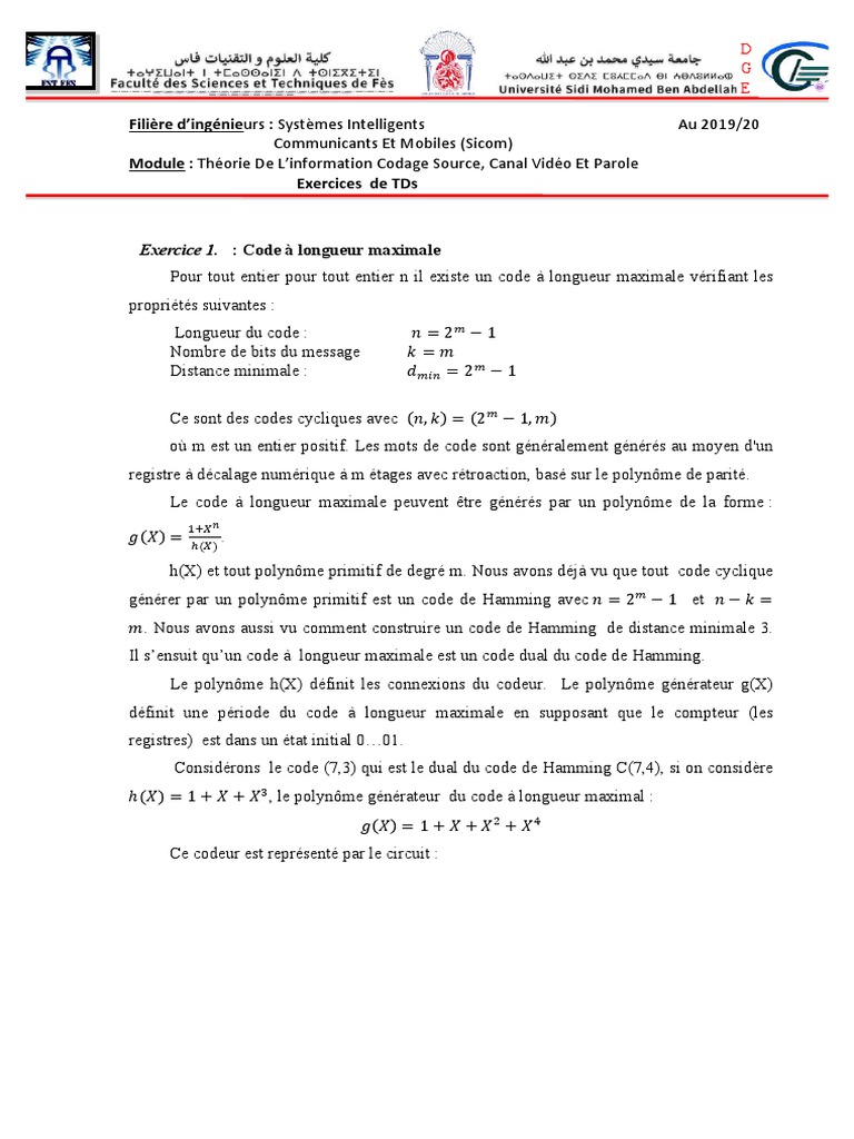 Filière D'Ingénieurs: Systèmes Intelligents Module: Théorie de L ...