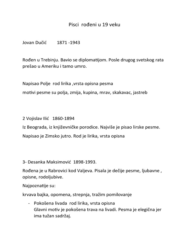 Pisci Rođeni U 19 Veku | PDF