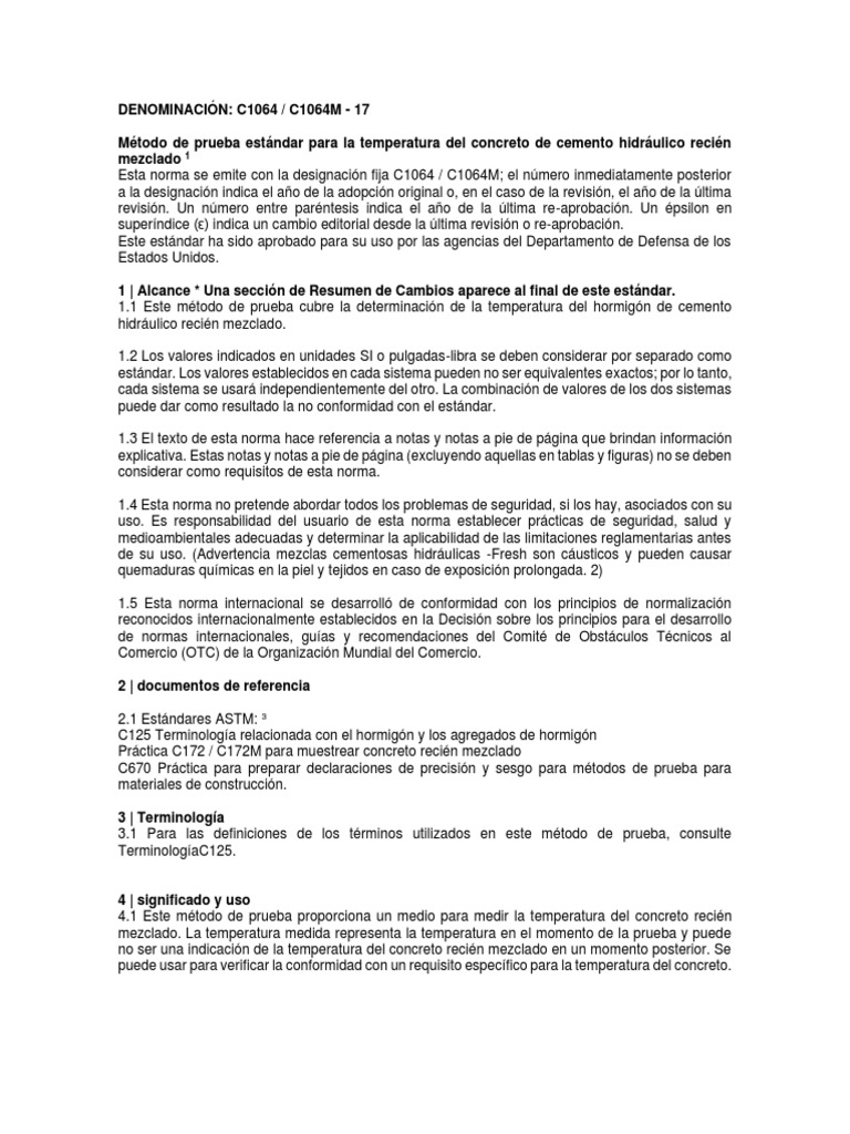 Astm C1064-17 | PDF | Hormigón | Medición