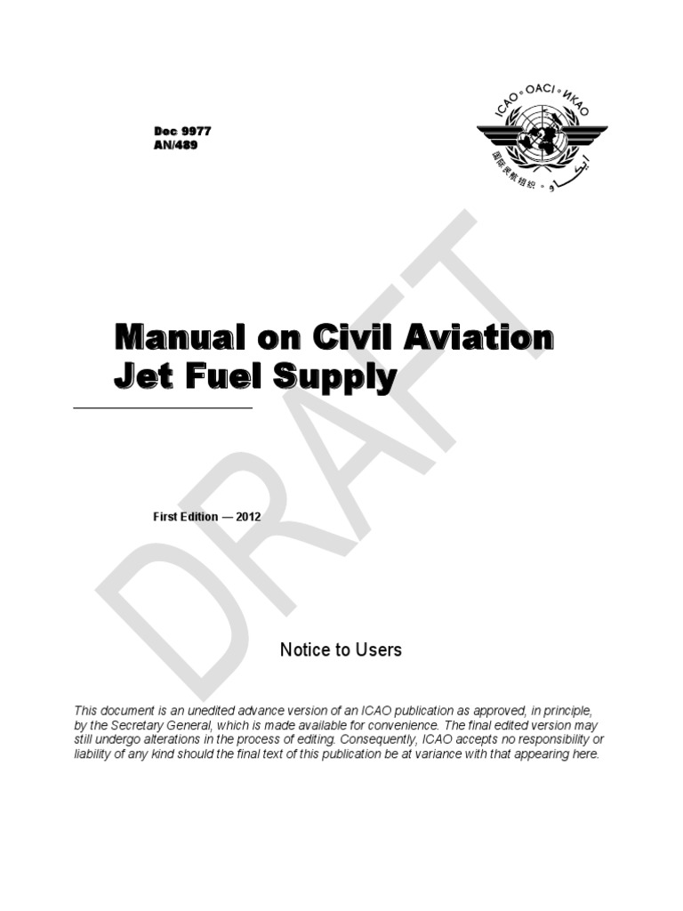 Manual On Civil Aviation Jet Fuel Supply: Notice To Users | PDF | Jet ...