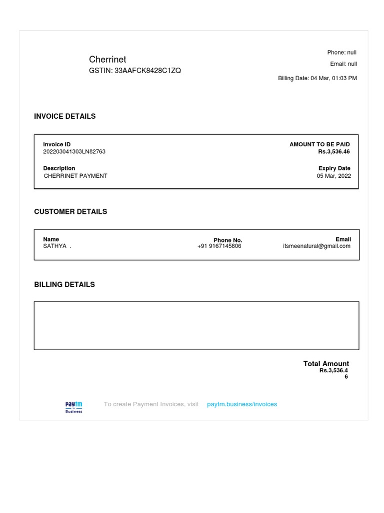 Invoice 1646379279291 Cherrinet | PDF