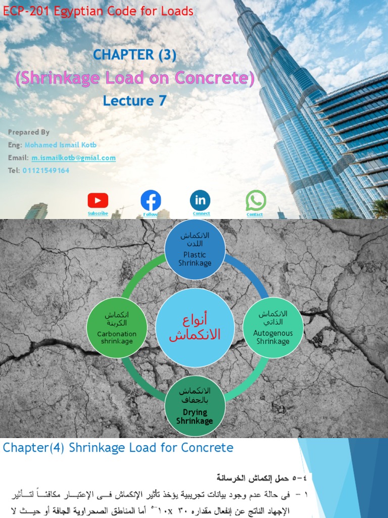 ECP-201 - Ch.4 Shrinkage Load For Concrete in ECP - Lecture 7 | PDF