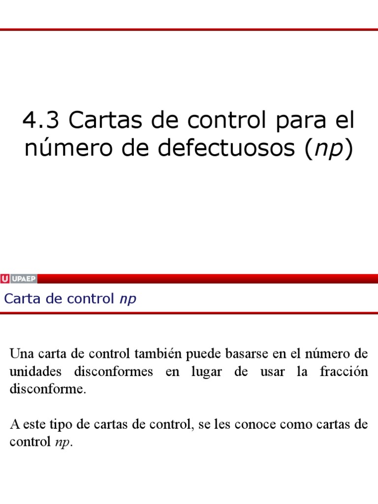 4.3 Cartas de Control para El Número de Defectuosos (NP) | PDF ...