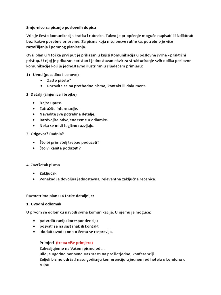 Smjernice Za Pisanje Poslovnih Dopisa | PDF