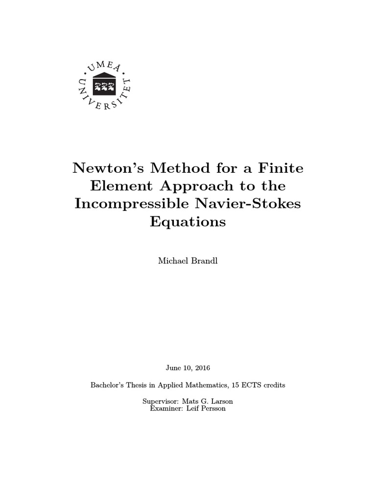 Newton's Method For A Finite Element Approach To The Incompressible ...