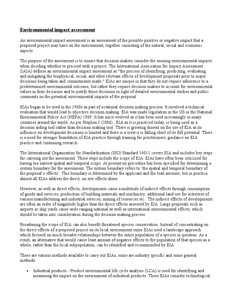 Environmental Impact Assessment | PDF | Environmental Impact Assessment ...